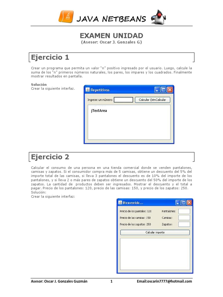 Examen Java | PDF | Java (lenguaje de programación) | Informática