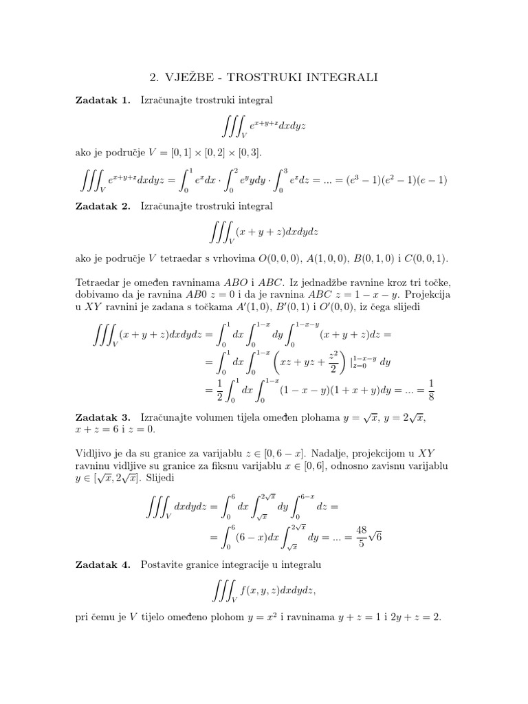 Vjezbe Trostruki Integrali | PDF
