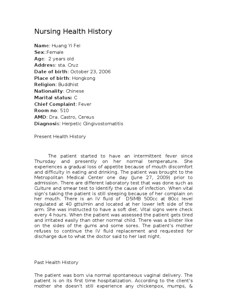 Nursing Health History 3rd Yr | PDF | Patient | Medical Humanities