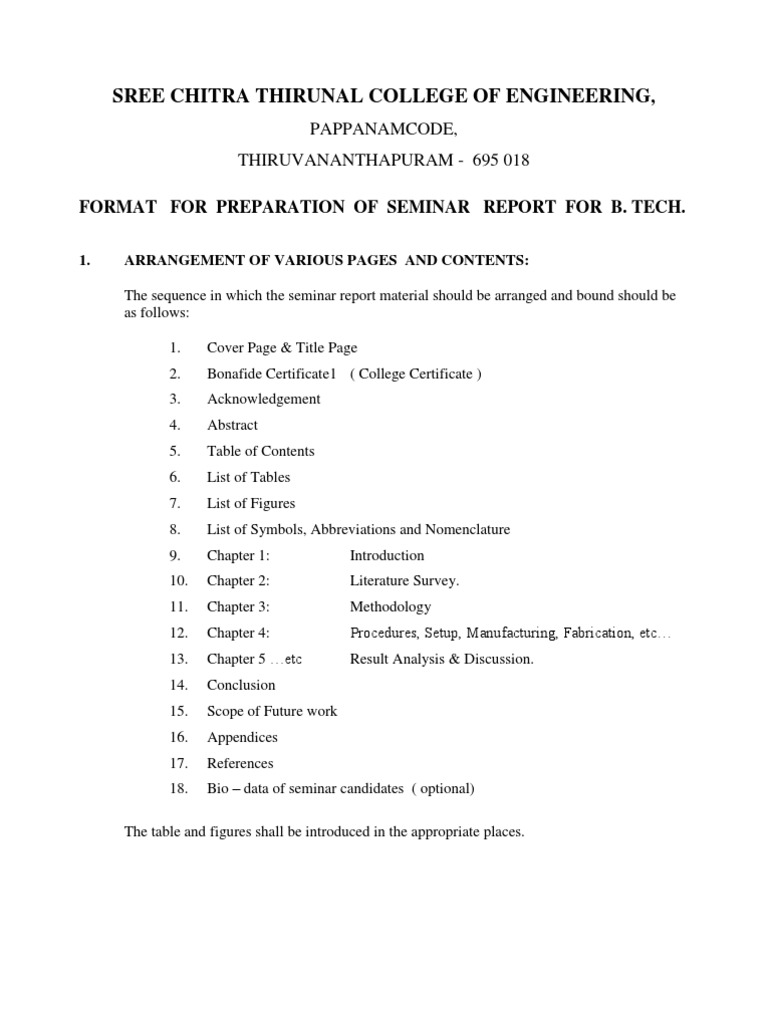 Seminar Report Format for B. Tech Students | PDF | Typefaces | Times ...