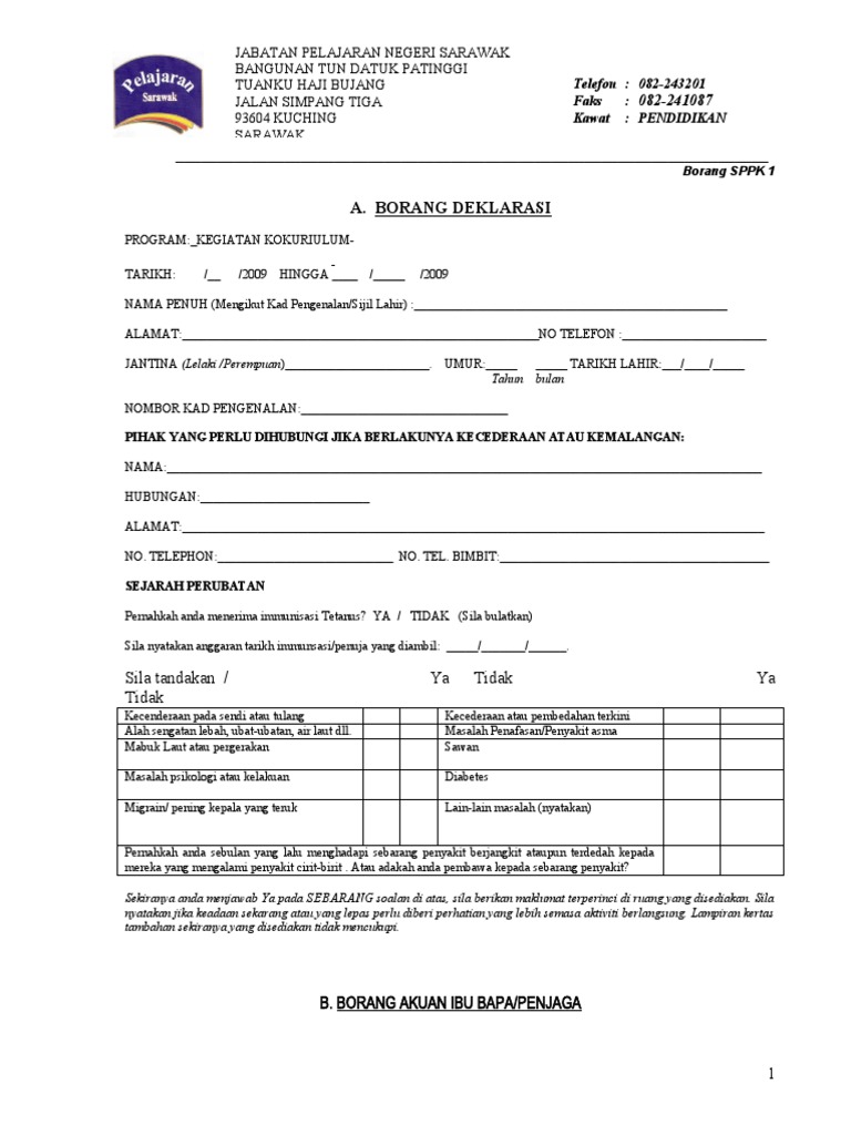 Borang Deklarasi Peserta KK | PDF