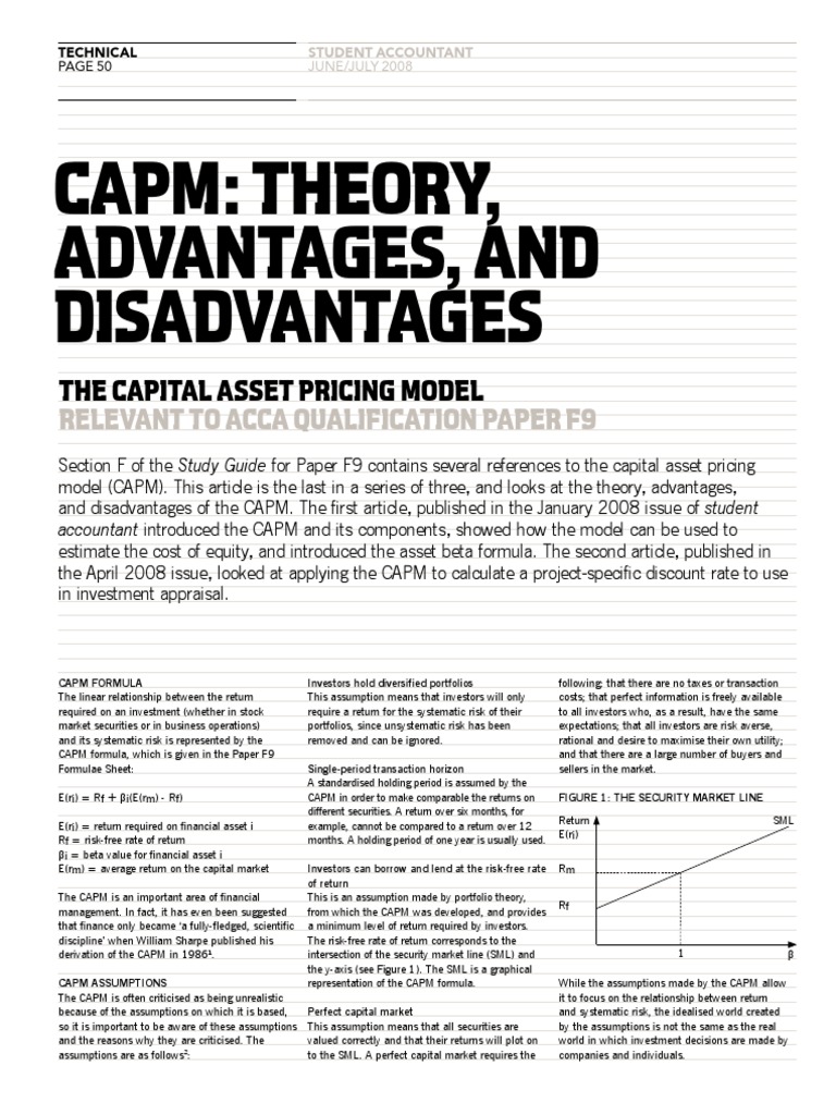 Capm Advantages and Disadvantages | PDF | Capital Asset Pricing Model ...