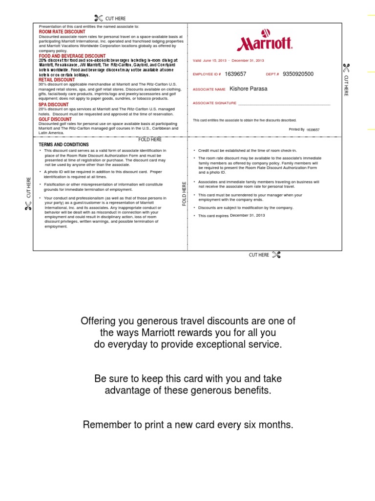 Discount | PDF | Marriott International | Identity Document