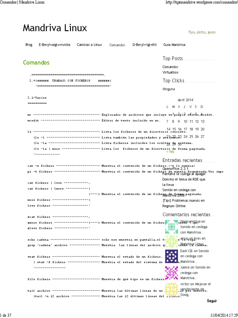 Comandos - Mandriva Linux | PDF | Archivo de computadora | Gestión de datos
