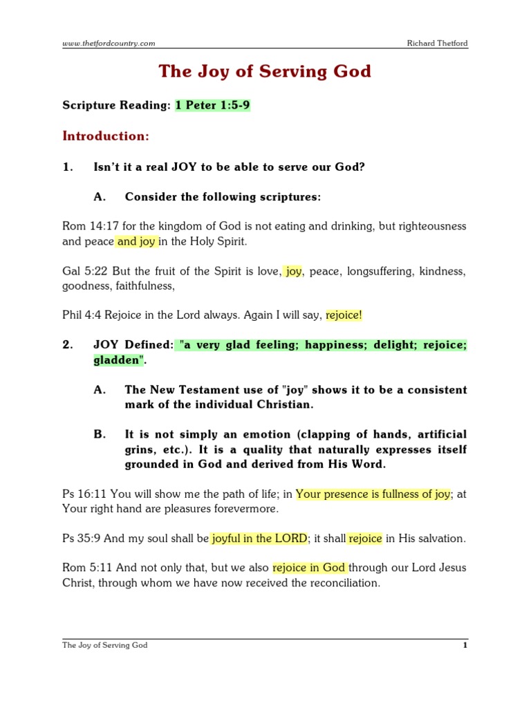 Joy of Serving God, The | PDF | Fruit Of The Holy Spirit | Abrahamic ...