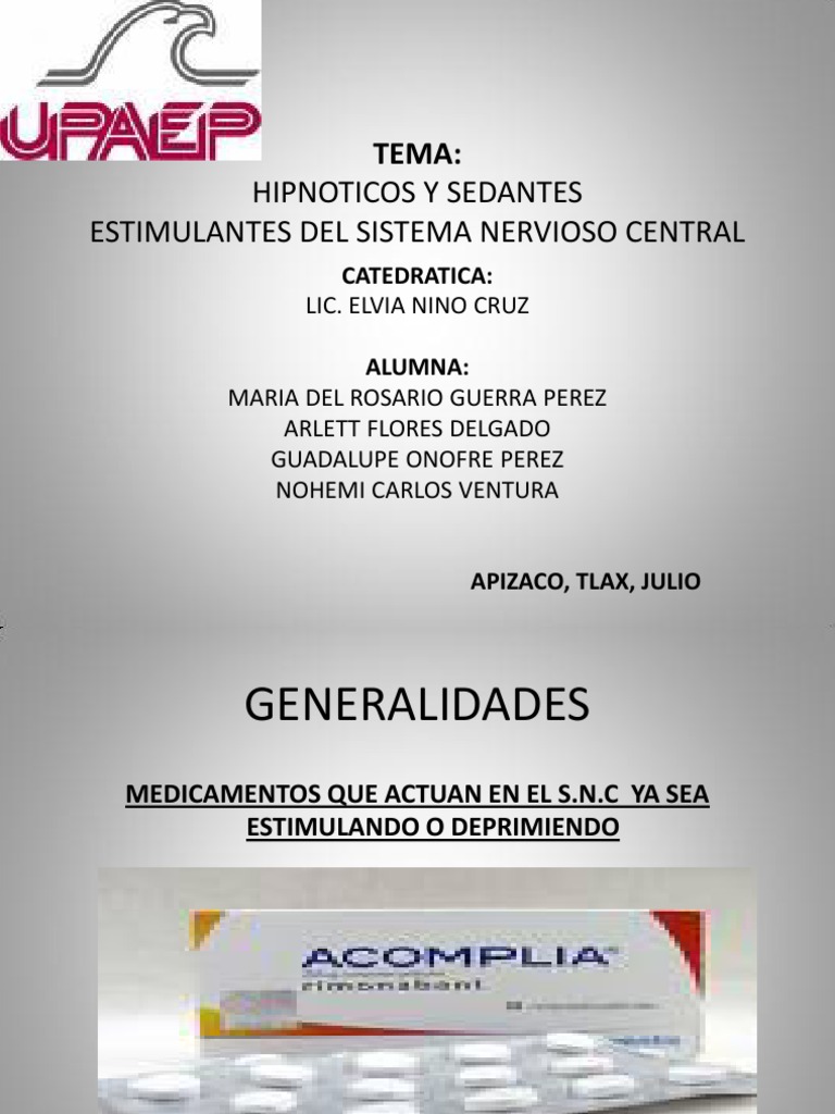 Sedantes e Hipnoticos Ejemplo.ppt | Benzodiazepina | Farmacología