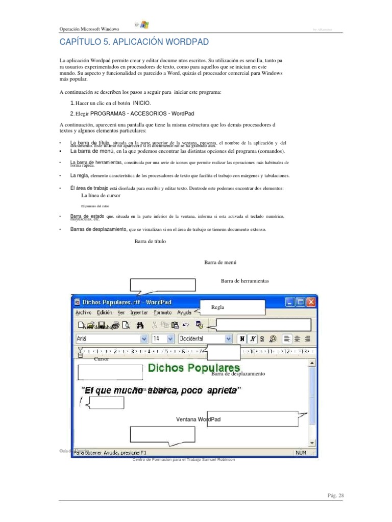 Word Pad Windows XP | PDF | Ventana (informática) | Microsoft Windows