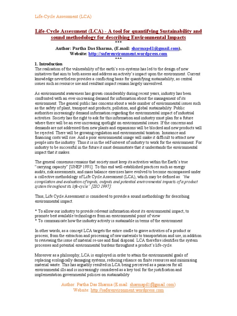 Life Cycle Assessment | Download Free PDF | Life Cycle Assessment ...