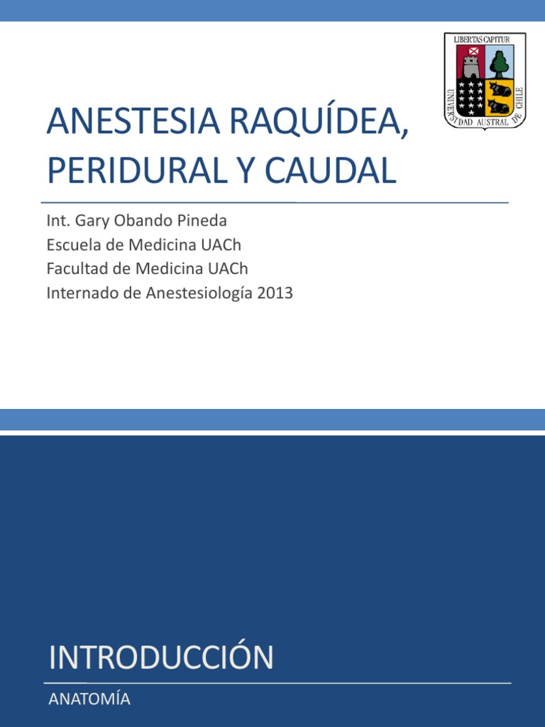 Anestesia Raquidea Epidural Caudal | PDF | Medicina | Medicina CLINICA