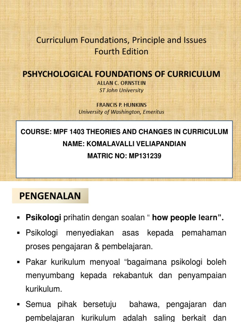 Curriculum Foundations, Principle and Issues | PDF | Skema (Psikologi ...