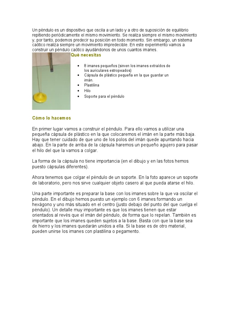 Construcción de un péndulo caótico | PDF | Péndulo | Física