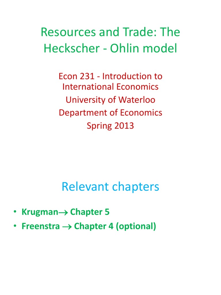 CH 5 - The Heckscher-Ohlin Model | PDF | Labour Economics | Comparative ...