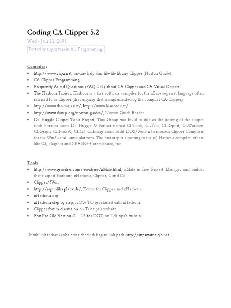 Coding CA Clipper 5 | PDF