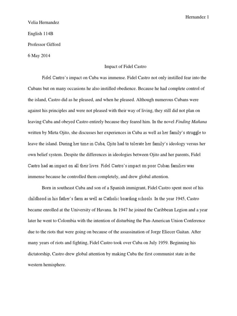 Impact of Fidel Castro - Revised Final Essay | PDF | Fidel Castro | Cuba