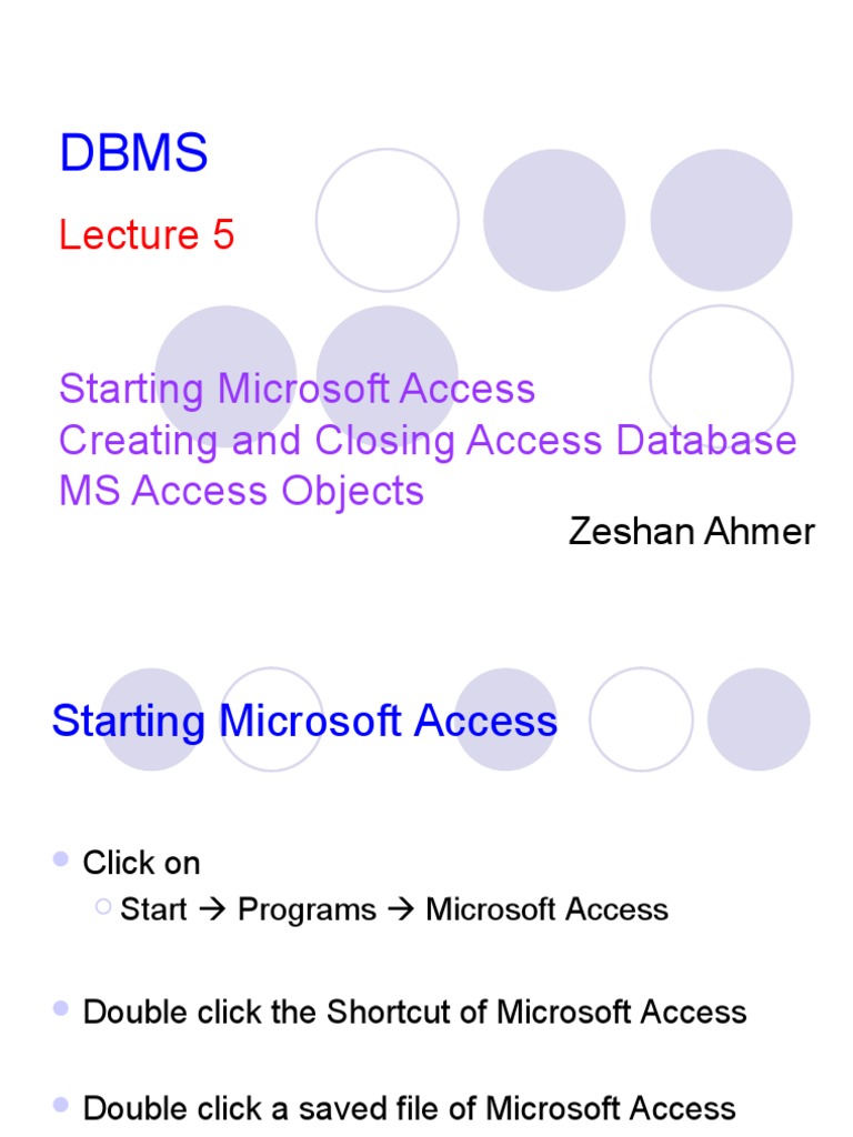 Lecture 5 Staring MS Access Access Objects | PDF | Table (Database ...