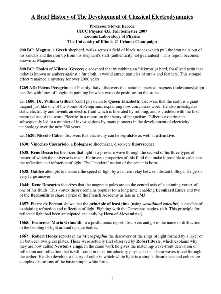 History of Electromagnetism Overview | PDF | Luminiferous Aether ...