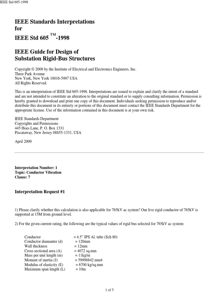 IEEE Standards Interpretations For IEEE STD 605 ™ - 1998 IEEE Guide For ...