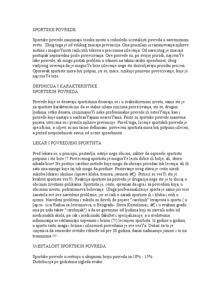 Sportske Povrede | PDF
