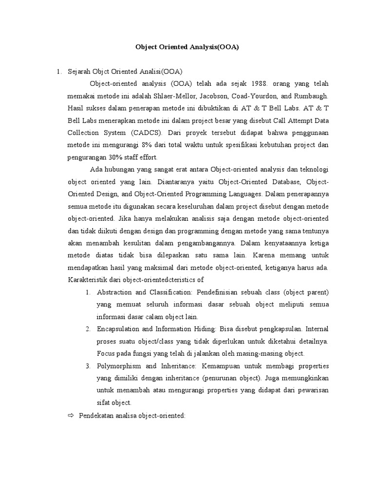 Object Oriented Analysis | PDF