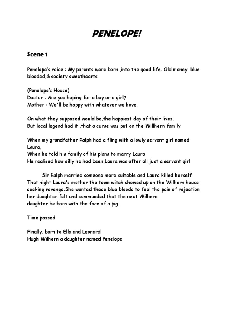 Penelope!: Scene 1 | PDF | Leisure