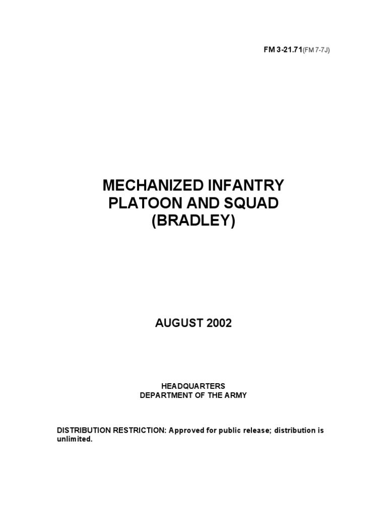 Mechanized Infantry Rifle Platoon - Bradley | PDF | Platoon | Maneuver ...