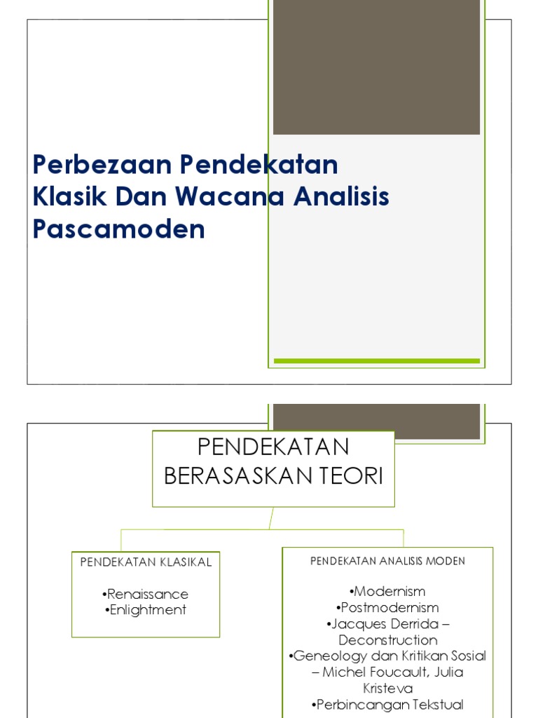 Perbezaan Pendekatan Klasik Dan Wacana Analisis Pascamoden | PDF