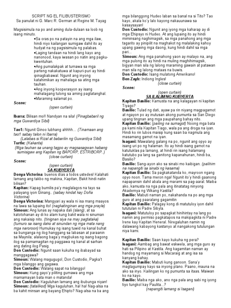 El Filibusterismo Script | PDF
