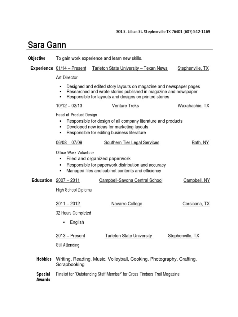 Sara Gann's Resume and Experience | PDF