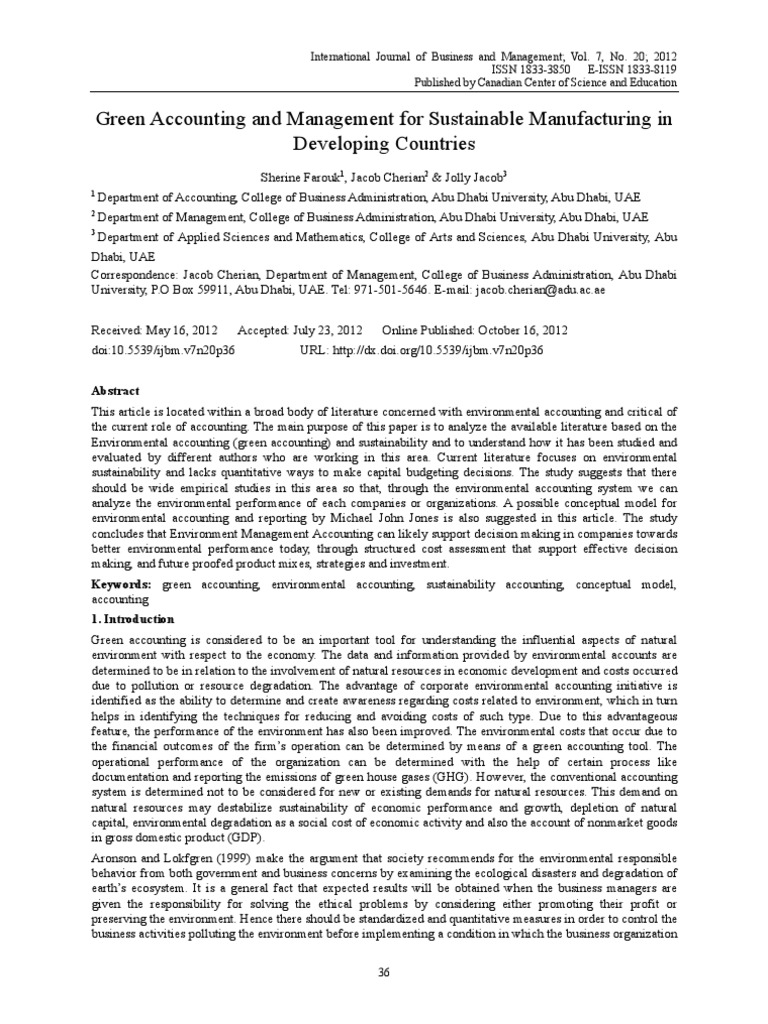 Green Accounting Eng 1 | PDF | Environmental Resource Management ...