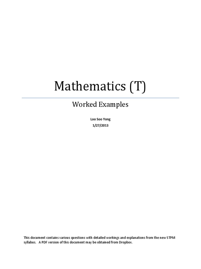 Mathematics T For New STPM Syallabus | PDF | Tangent | Equations