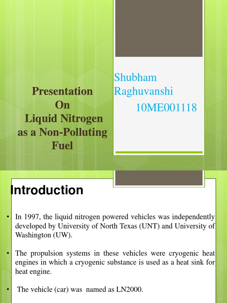Liquid Nitrogen as a Vehicle Fuel | PDF | Cryogenics | Thermodynamics