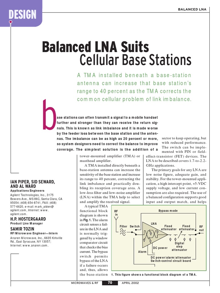 (MWRF0204) Balanced LNA Suits Cellular Base Stations | PDF | Amplifier ...