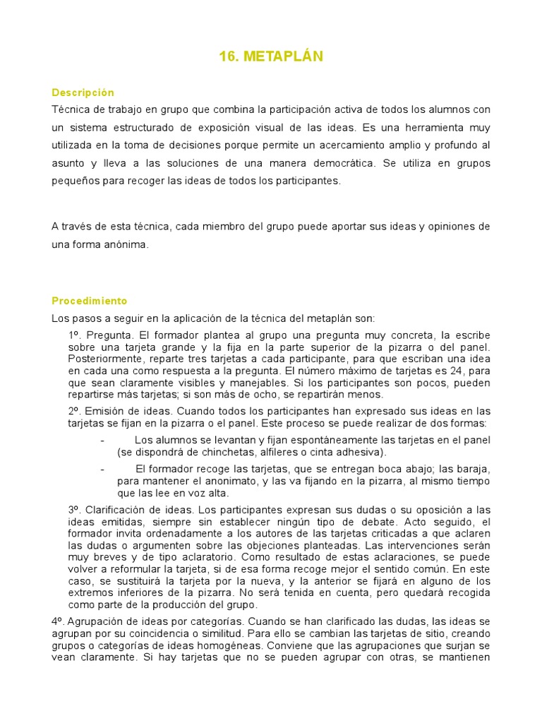 16 Metaplan | PDF | Información | Lectura (proceso)