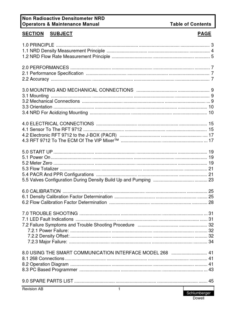 Densitometer Non-Radioactive NRD Op & Maint TOC | PDF | Flow ...