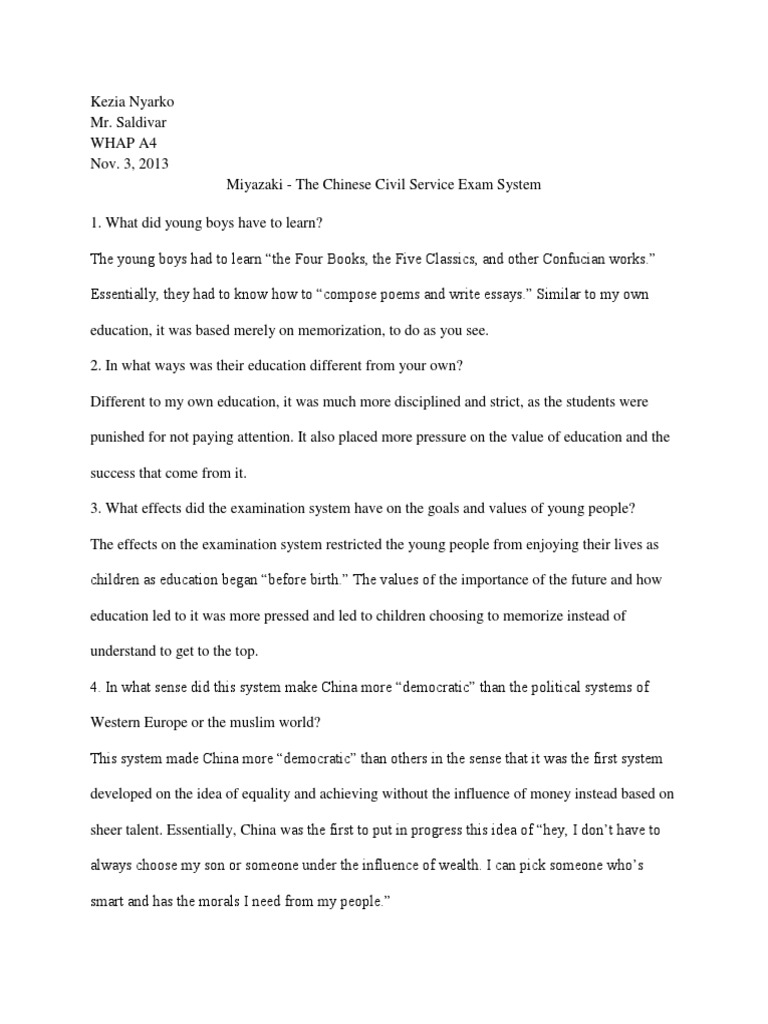 Miyazaki - The Chinese Civil Service Exam System | PDF | China | World ...