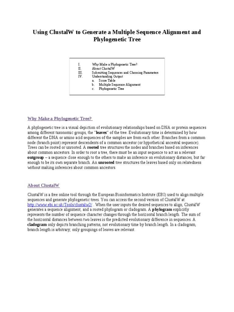 ClustalW Tutorial | PDF | Sequence Alignment | Phylogenetic Tree