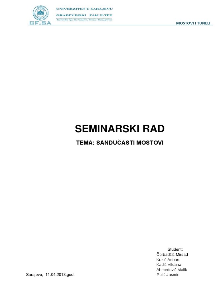 Mostovi Seminarski Rad | PDF