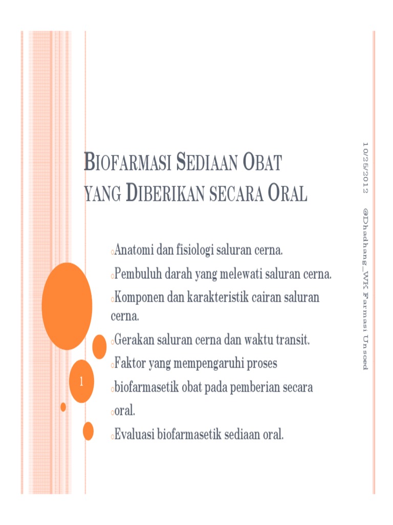 Biofarmasi Sediaan Obat Yang Diberikan Secara Oral Compatibility Mode | PDF
