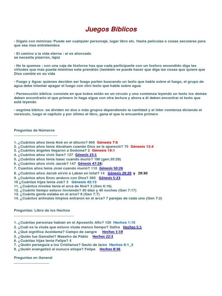 Juegos Bíblicos para Jóvenes Adventistas | PDF | Profeta | Libro del ...