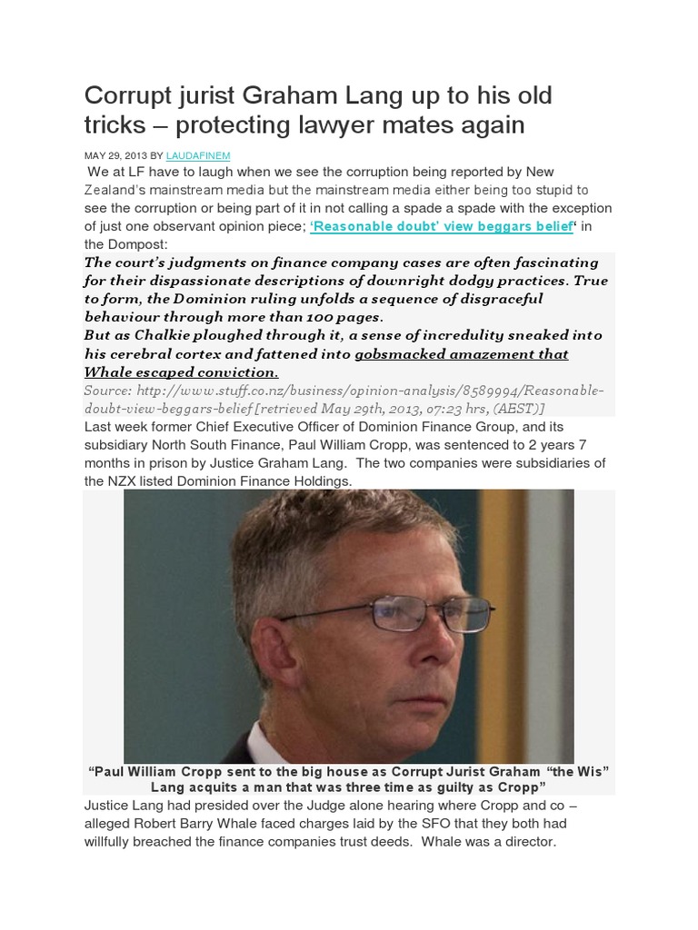 Corrupt Jurist Graham Lang Up To His Old Tricks | PDF | Judge | Prosecutor