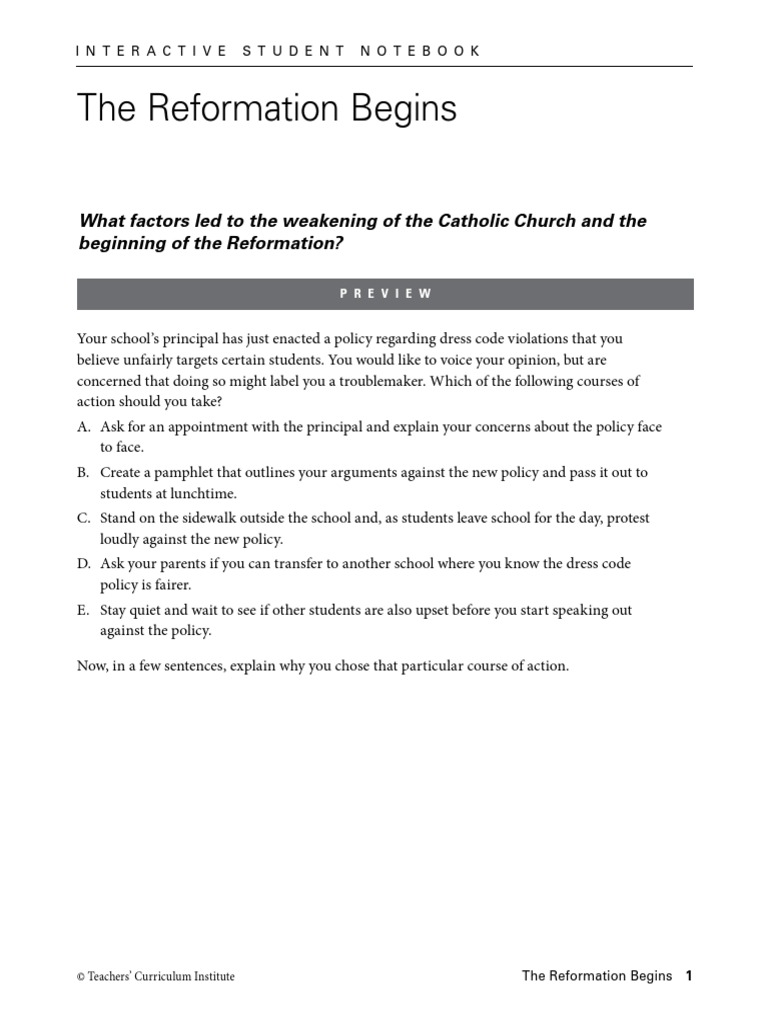 Reformation Begins Student Notebook | Download Free PDF | Protestant ...