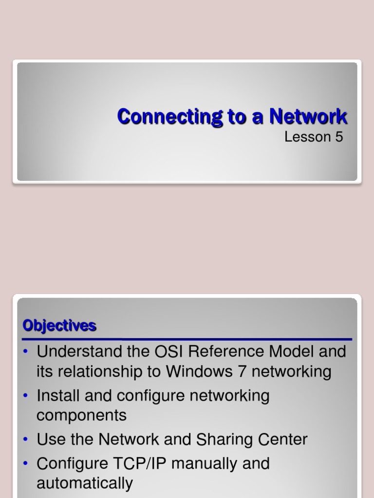 Connecting To A Network: Lesson 5 | PDF | Ip Address | Computer Network