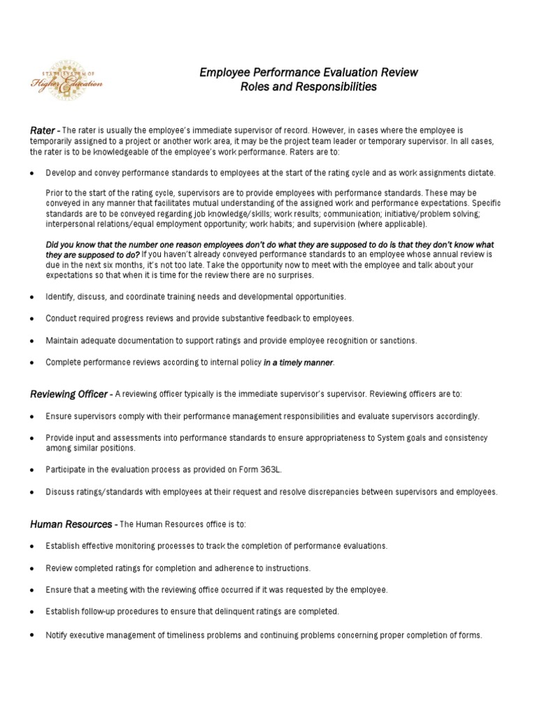 Employee Performance Review Guidelines | PDF | Performance Appraisal ...