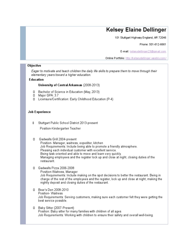 Kelsey Dellinger Resume Ariel Font | PDF | Schools | Further Education