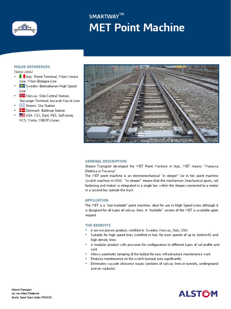 Technical Datasheet TIS MET Eng Nov.09 V01 | PDF | Machines | Rail ...