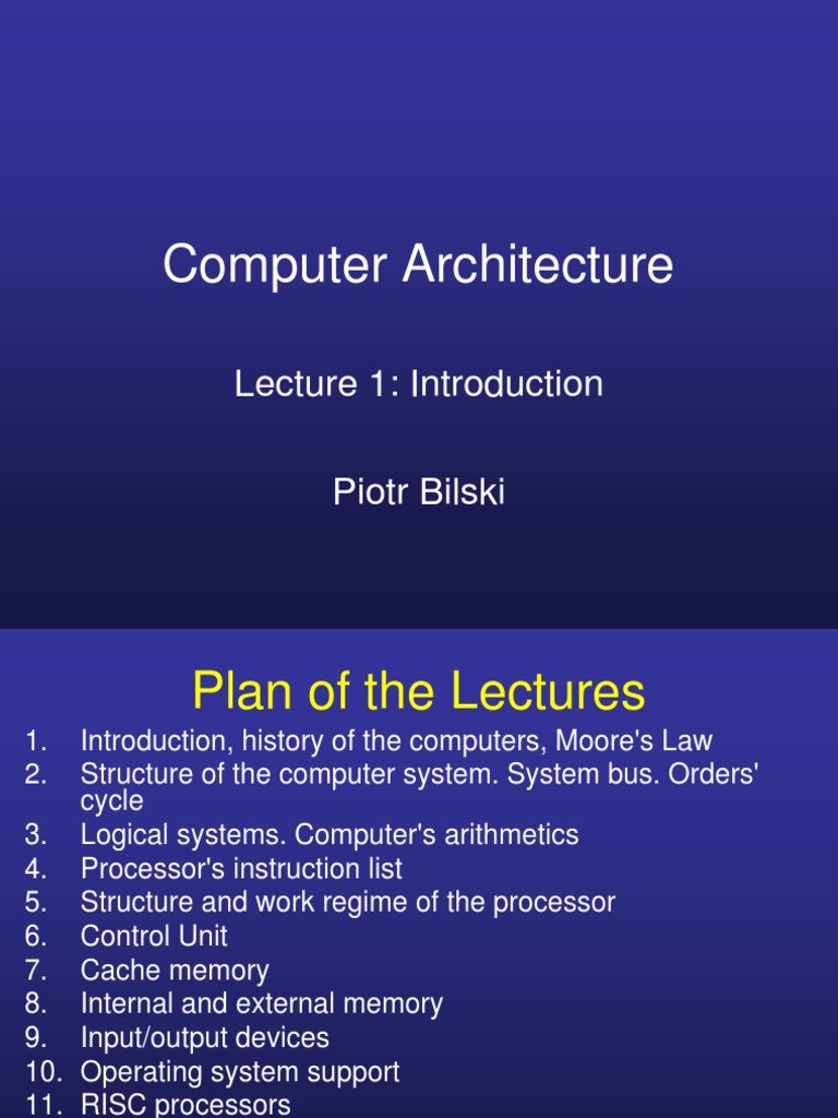 Computer Architecture: Lecture 1: Introduction | PDF | Central ...