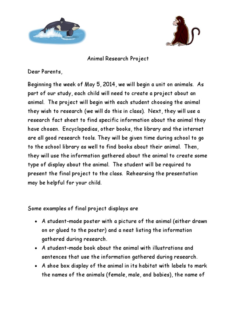 Animal Research Project | PDF | Rubric (Academic) | Learning
