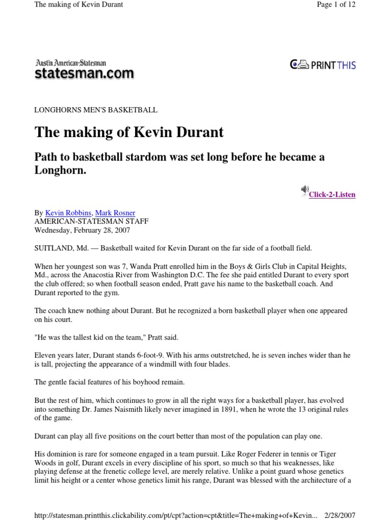 Ns 030107 Durant | PDF | Basketball Positions | Sports
