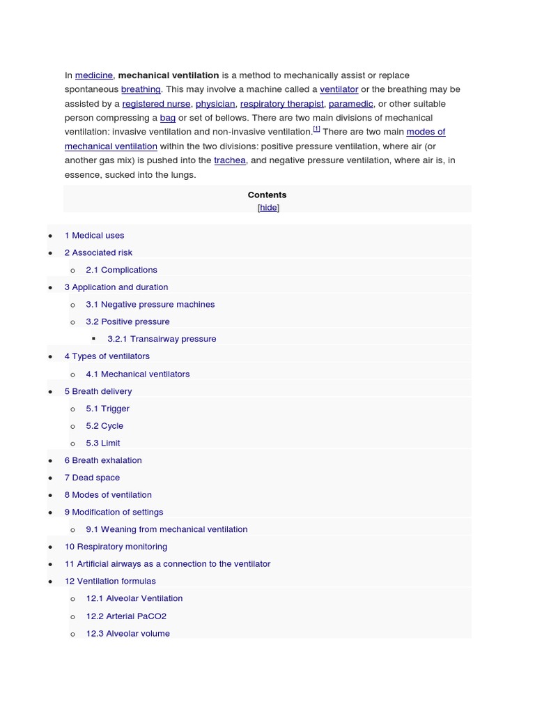 Mech Vent | PDF | Respiration | Pulmonology