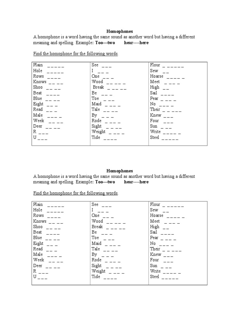Find The Homophones | PDF